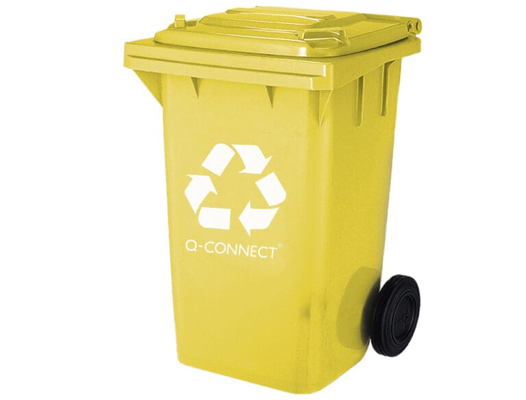 CONTENTOR PLASTICO COM TAMPA 2 RODAS KF16543 AMARELO 100L 72482 ...